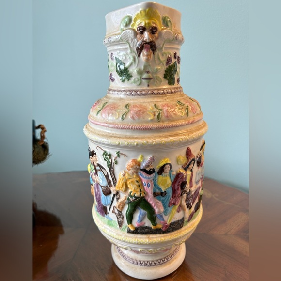 Vintage | Accents | Vintage Ceramic Relief Pitcher Renaissance Majolica ...